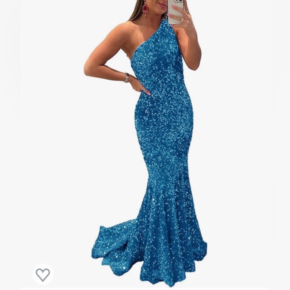 Dresses | Blue Sequence One Shoulder Dress | Poshmark